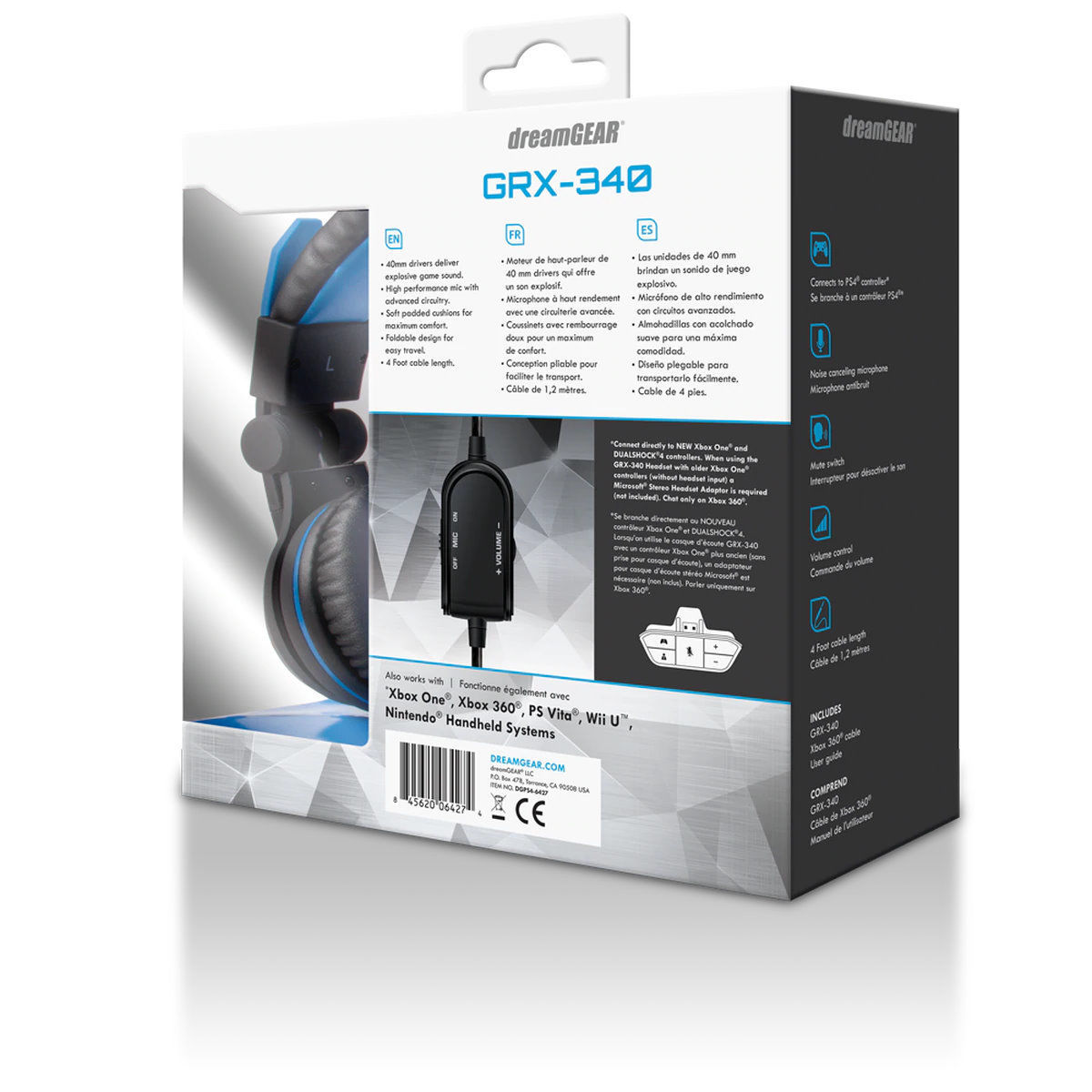 GamerWare. dreamGEAR GRX-340 Headset for PS4 - Black/Blue